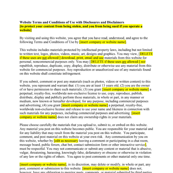 Website Terms & Conditions of Use with Disclosure Policy - AWB Firm